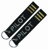 China Metallic Gold Pilot Embroidered Fabric Keychain 100% polyester  Eco - friendly for sale