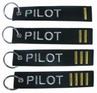 China Custom Embroidered Fabric Key Tags Washable Flight Crew Keychain 130x30mm for sale