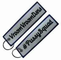 China Metal ring 9 colors Twill Fabric Custom Embroidered Keychain for sale