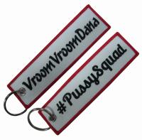 China Metal ring 9 colors Twill Fabric Custom Embroidered Keychain for sale