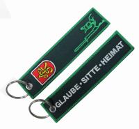 China Custom Embroidered Remove Before Flight Keychain 100pcs MOQ Polyester for sale