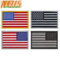 China Custom Merrow Border Embroidered Flag Patch with Velcro Backing 9 Colors for sale