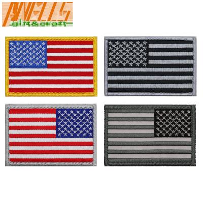 China Custom Merrow Border Embroidered Flag Patch with Velcro Backing 9 Colors for sale