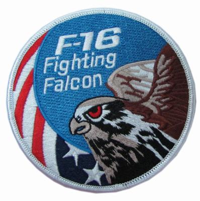 China Custom F-16 Fighting Falcon Iron On Embroidered Patch 4 Inch Military Uniform Patch for sale
