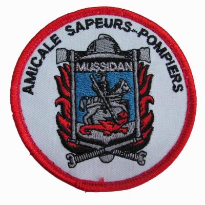China Velcro Backing Twill Fabric Embroidered Textile Badges for sale