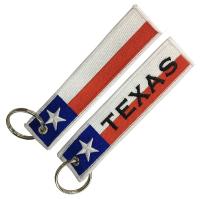 China 130x30mm Twill Washable 75% Embroidered Fabric Keychain Custom Logo for sale