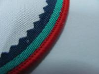China Custom Woven Patch With Embroidery Merrow Border For Hats/Garment for sale