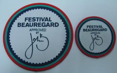 China Custom Woven Patch With Embroidery Merrow Border For Hats/Garment for sale