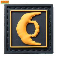 China Custom 3D PVC Rubber Patches with Velcro Backing Pantone Color Embossed 2.5cm for sale