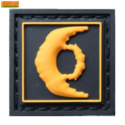 China Custom 3D PVC Rubber Patches with Velcro Backing Pantone Color Embossed 2.5cm for sale