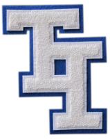 China Custom Heat Pressed Chenille Sports Patches Merrowed Border 300 DPI for sale