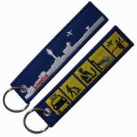 China Twill Washable 75% Embroidery Fabric Keychain With Ring for sale