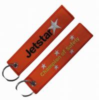 China Merrowed Border Twill Woven 100% Embroidery Flight Keychain for sale
