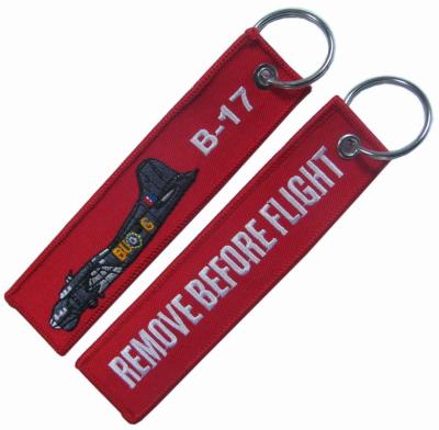 China Custom Embroidered Keychain 130x30mm Polyester Thread Flight Lanyard Tag for sale