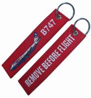 China Custom Embroidered Keychain 130x30mm Polyester Thread Flight Lanyard Tag for sale
