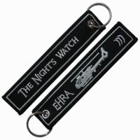 China Custom Embroidered Keychain 130x30mm Polyester Thread Flight Lanyard Tag for sale
