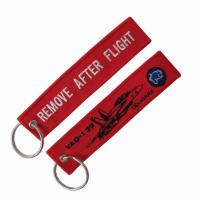 China 100% Polyester PMS Color Merrowed Borders Flight Tag Keychain for sale