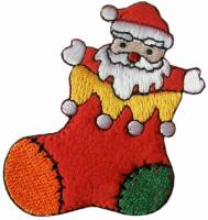 China Custom Christmas Theme Full Embroidery Patch with Heat Cut Border for Bags Hats 9 Colors for sale