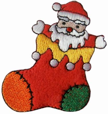 China Custom Christmas Theme Full Embroidery Patch with Heat Cut Border for Bags Hats 9 Colors for sale