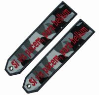 China Custom Merrow Border Embroidery Key Tags 130x30mm Para Bellum Keychain for sale