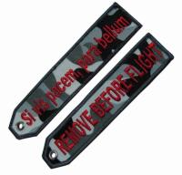 China Custom Merrow Border Embroidery Key Tags 130x30mm Para Bellum Keychain for sale