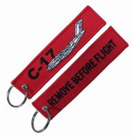 China C-130 Flight Lanyard Polyester Thread Embroidery Keychain Tag for sale