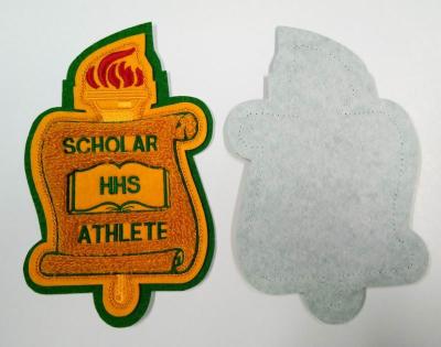 China Custom Double Felts Chenille Patches 75% Embroidery Iron On Backing PMS Colors for sale