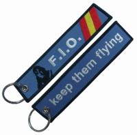 China Custom Embroidered Keychain 130x30mm Merrowed Border Durable Logo Aviation Bag Tag for sale