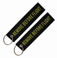 China Custom 75% Embroidery Metallic Thread Remove Before Flight Keychain Twill Patch 100 Pcs MOQ for sale