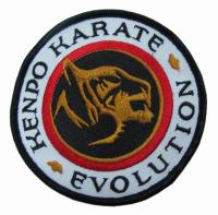 China Custom Kenpo Karate Evolution PMS 12C Iron On Embroidery Patch 100mm Merrow Border for sale