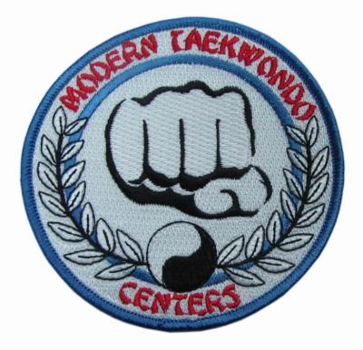 China Custom Merrow Border Embroidery Patches for Taekwondo Centers 50pcs MOQ for sale