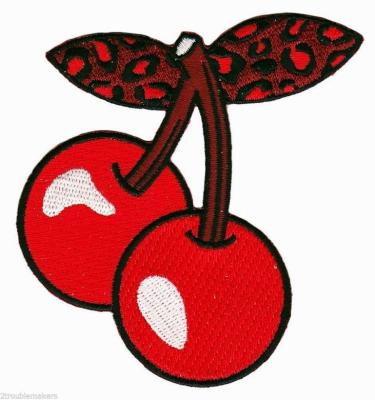 China Custom Cherry Pattern Iron On Embroidery Patches Twill 150mm for Clothing Decor for sale