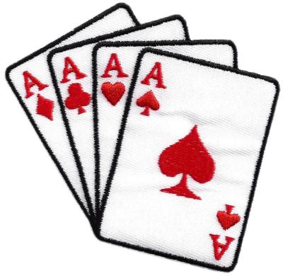 China Playing Card PMS Hook And Loop Twill Embroidered Patches for sale