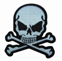 China Velcro Backing Skull Pattern Twill Embroidered Patches Washable for sale