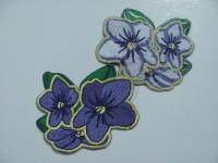China Custom Embroidered Flower Patch Polyester Background 10C Color Uniform Iron On Patch Heat Cut Border for sale
