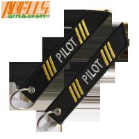 China Custom Embroidered Luggage Tags 130x30mm No Minimum Key Holder Pilot Keychain for sale