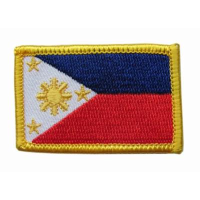 China Philippines Flag Merrow Border Embroidery Patch 9 Colors Iron On Velcro Backing Custom for sale