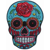 China Custom Adhesive Back Skull Bone Twill Embroidery Patch Pantone Color 100 Pcs for sale