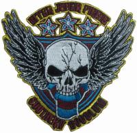 China Custom Adhesive Back Skull Bone Twill Embroidery Patch Pantone Color 100 Pcs for sale