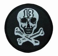 China Custom Iron On Backing Embroidered Patch Polyester Twill Skulls Logo 100 Pcs for sale