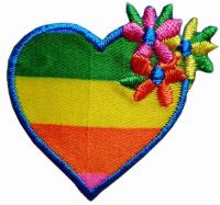 China Custom Heart Shape Chenille 9C Iron On Embroidery Patch with Reflective Background for sale