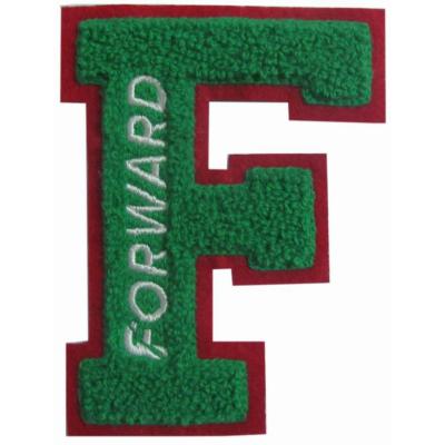China Custom Felt Color Embossed Chenille Letters Patches Heat Cut Border 100pcs MOQ for sale