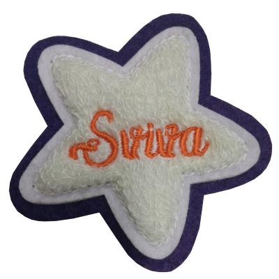 China Iron On Heat Cut Border Embroidery Chenille Patch PMS Color for sale
