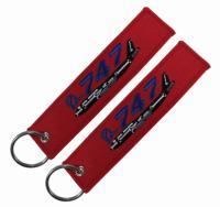 China Plane Dry Cleanable Embroidered Keychains With Metal Ring Eyelet for sale