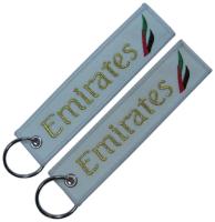 China Custom 12C Pantone Remove Before Flight Embroidery Keychain 130x30mm Merrow Border for sale