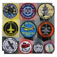 China Custom Airplane Embroidered Patches Iron On Camo Fabric Merrow Border 100pcs for sale