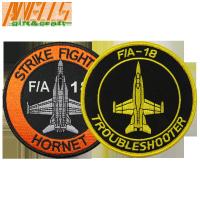China Custom Airplane Embroidered Patches Iron On Camo Fabric Merrow Border 100pcs for sale