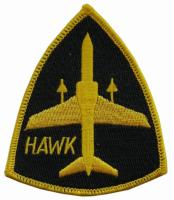China 12C Washable Twill Background Embroidered Fabric Patches HAWK Polyester for sale
