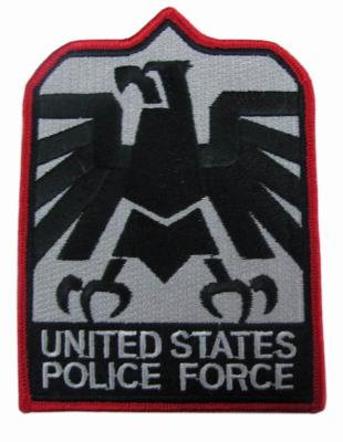 China Custom Embroidered Patch 100mm Width Twill Merrow Border Sew On Iron On Backing for sale