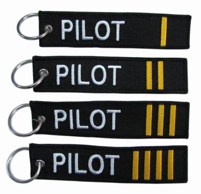 China Custom Embroidered Keychain with Merrow Border 130x30mm Washable Shrink Proof for sale